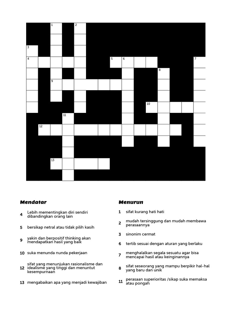 Permainan Tts Sifat Manusia | PDF