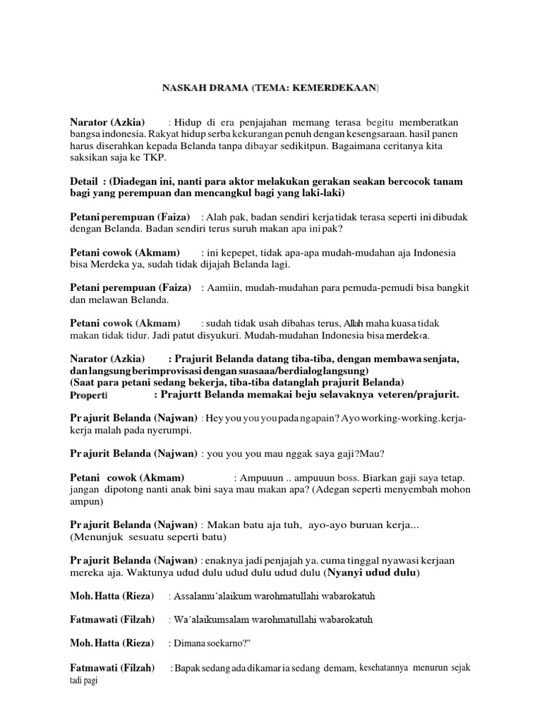 Naskah Drama Kemerdekaan | PDF