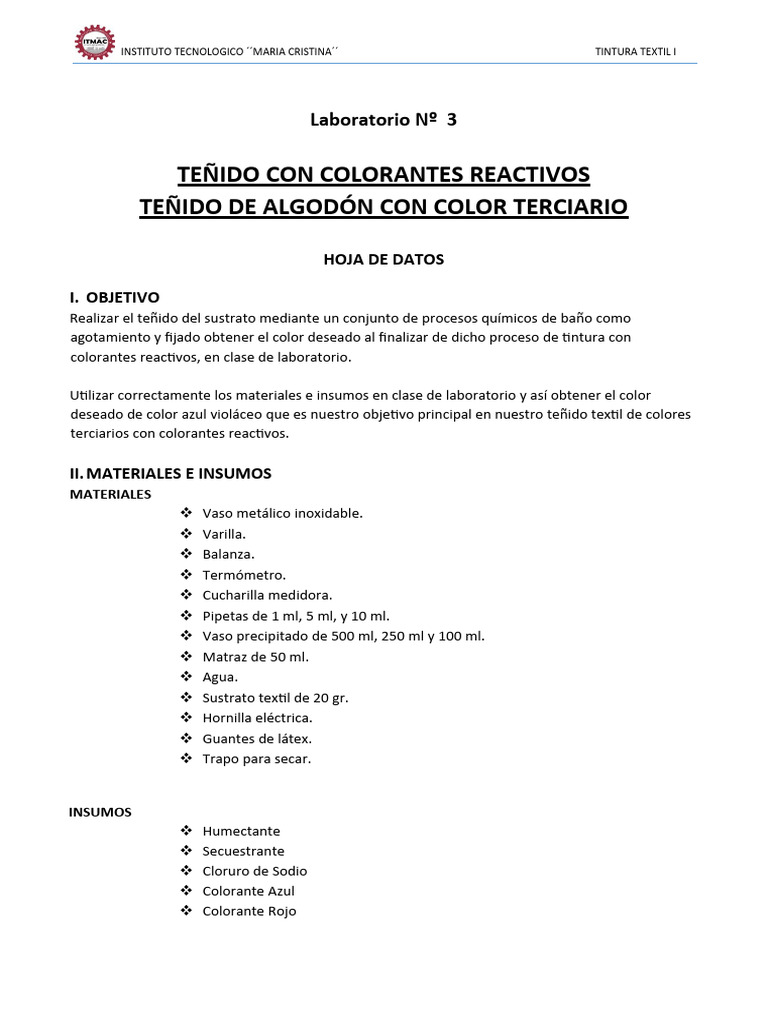 Teñido Con Colorantes Reactivos | PDF | Hidróxido de sodio | Química