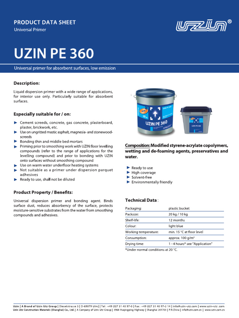 Primer - UZIN PE 360 | PDF