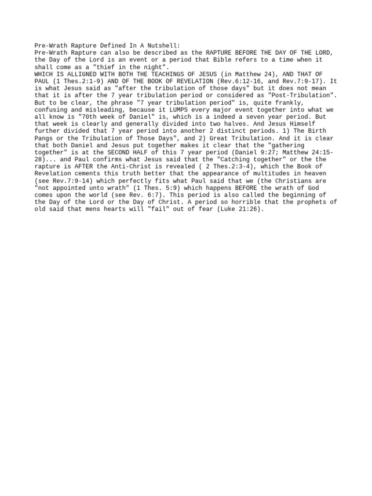 Pre-Wrath Rapture Explained | PDF | Religion & Spirituality