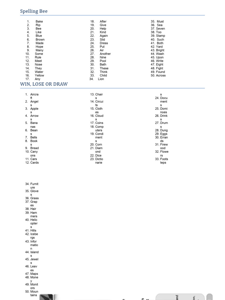 English Week Activities | PDF