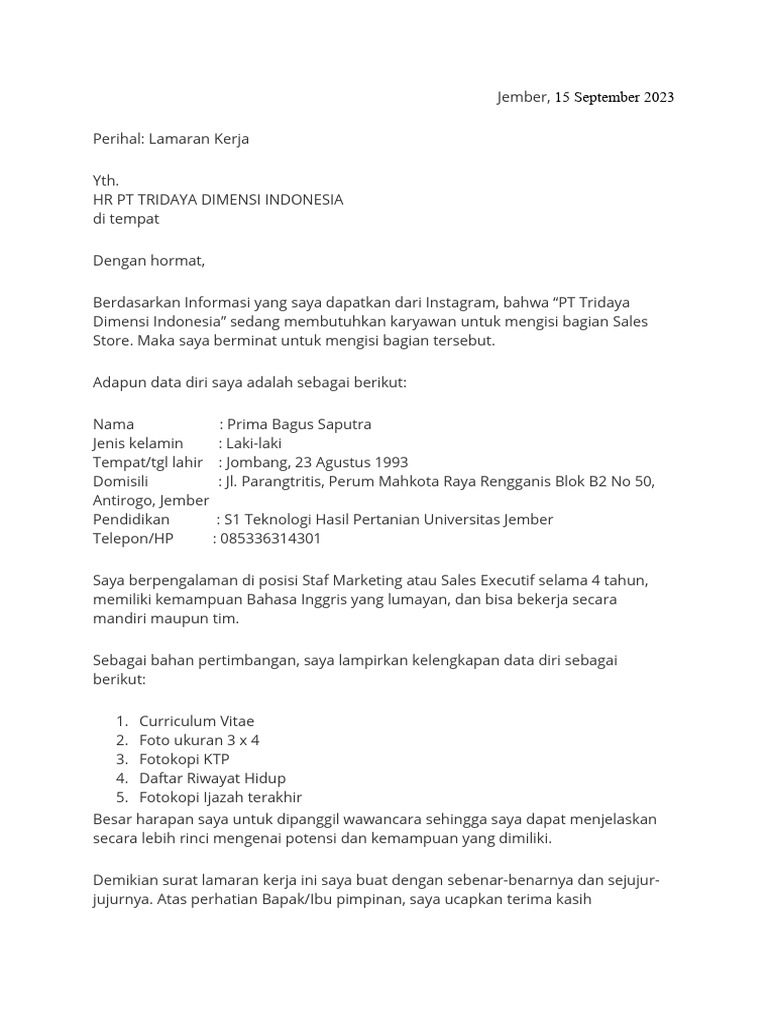 PT Tridaya Dimensi Indonesia | PDF