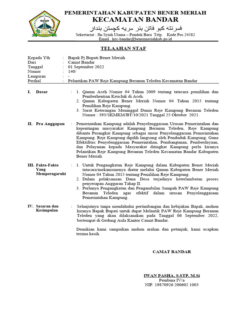 Telaahan Staf Acc | PDF