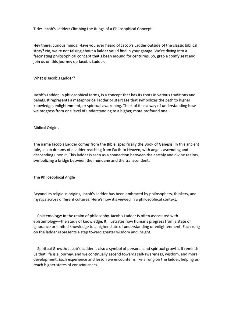 Climbing Jacob's Ladder: A Philosophical Journey | PDF | Knowledge ...