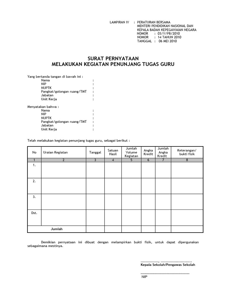 Form DUPAK-Lampiran IV | PDF