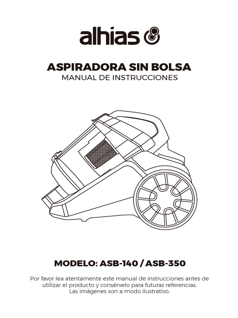 Manual ASB-140-350 Aspiradorasinbolsa | PDF | Aspiradora | Enchufes y tomas de corriente alterna