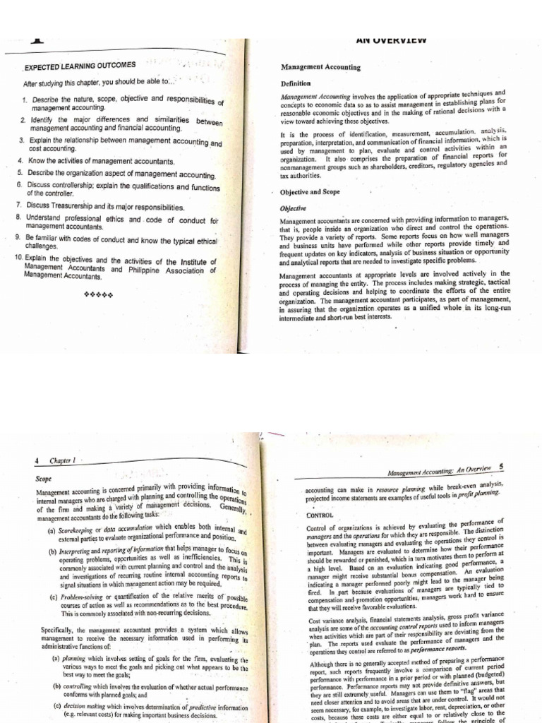 Management Accounting - Chapter I An Overview | PDF