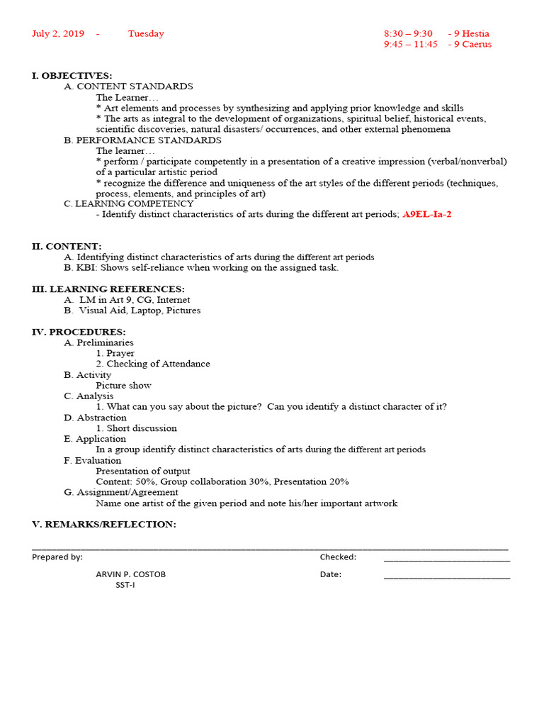 A9EL-Ia-2 .Arts | PDF