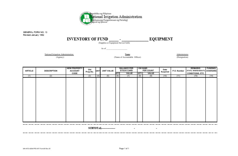 Inventory Form | PDF