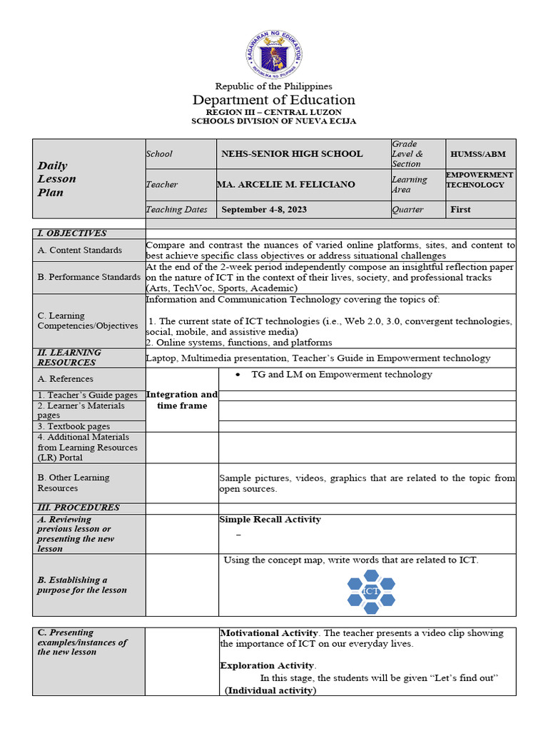 Sepr 4 8 23 DLP Lesson 1 Emtech | PDF | Educational Technology | Microsoft Power Point