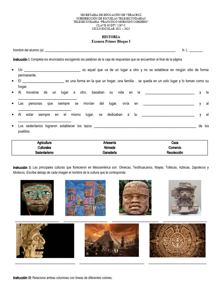 Examen B1 Hist | PDF | Cultura de las Americas | Mesoamérica
