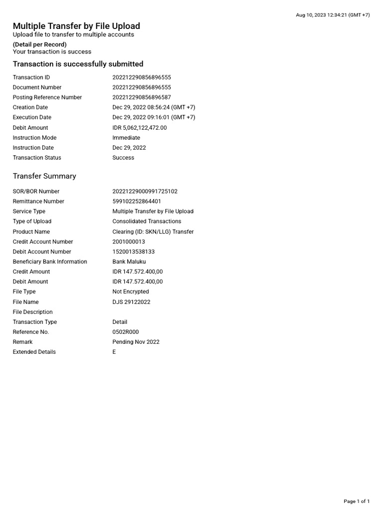 Multiple File Upload Transfer Summary | PDF