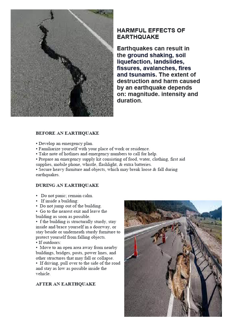 HARMFUL EFFECTS OF EARTHQUAKE - Docx IDAY | PDF | Volcanic Ash | Landslide