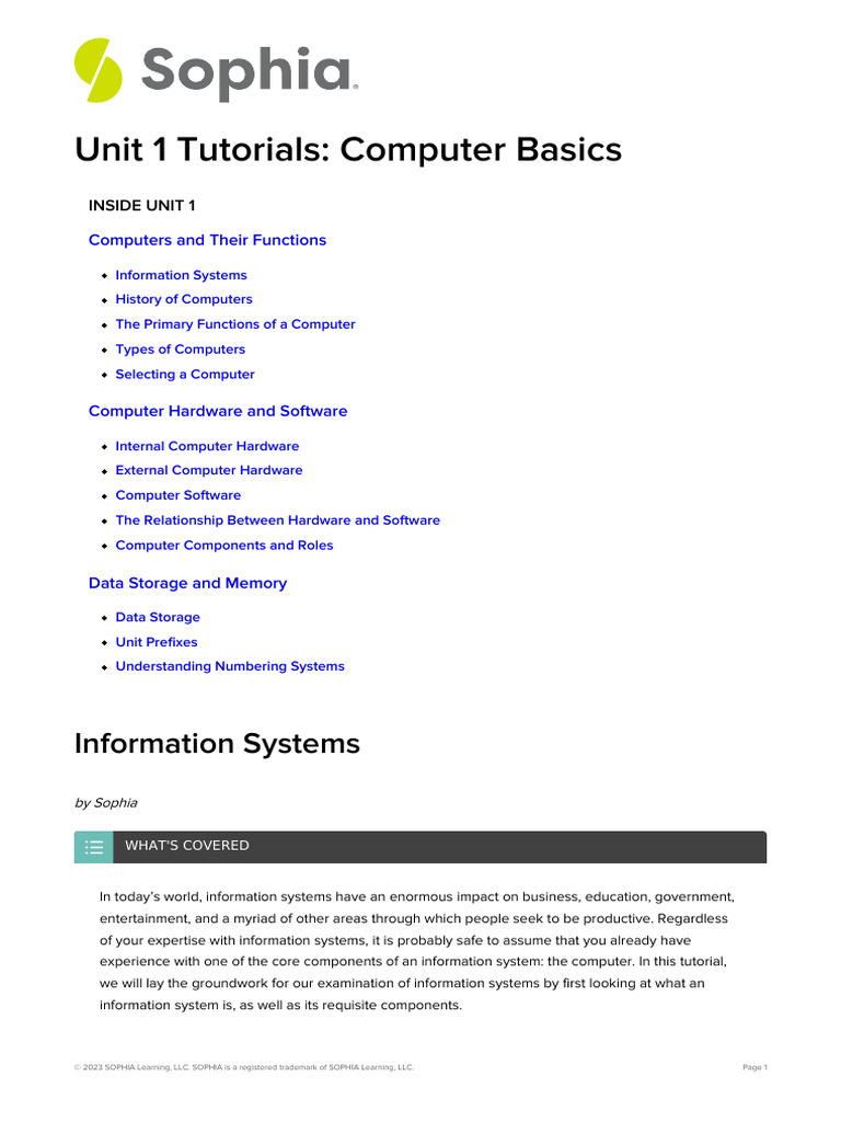 Unit 1 Tutorials Computer Basics | PDF | Computer Data Storage | Central Processing Unit