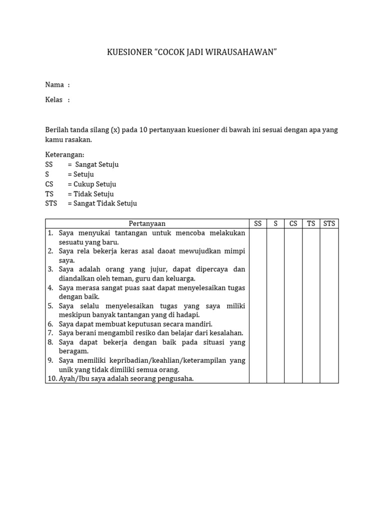 KUESIONER | PDF | Pengembangan Diri