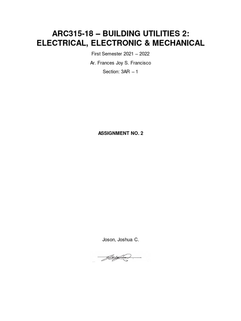 Joson Joshua C._Building Utilities 2_ Assingment no. 2 | PDF