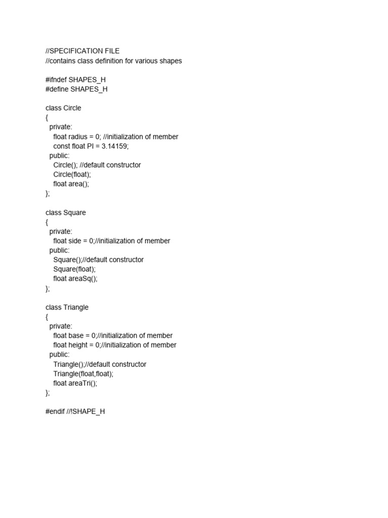 Programmer Defined Shapes Pdf Constructor Object Oriented Programming Programming 