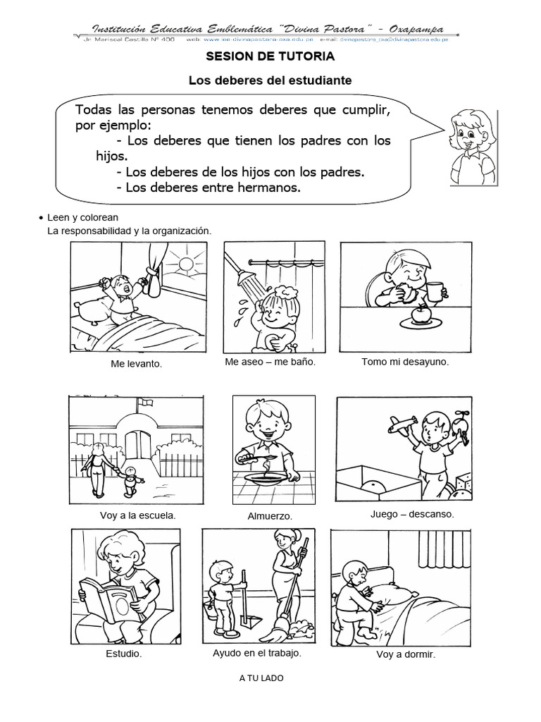 Deberes y Responsabilidades en Primer Grado | PDF | Artes del Lenguaje ...