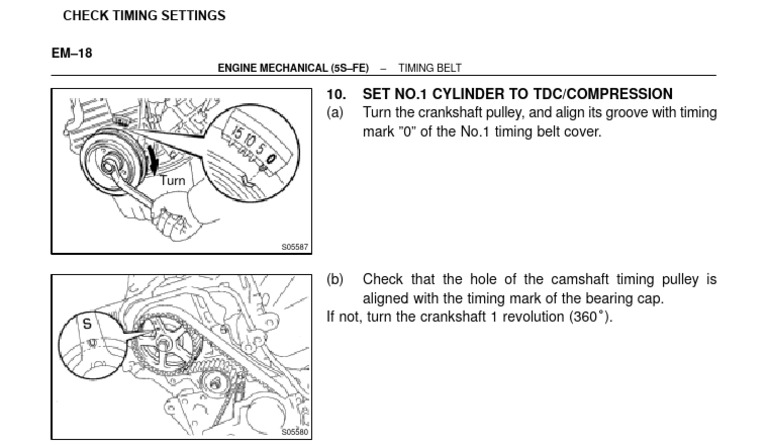 5S-FE Engine Timing Marks Guide | PDF