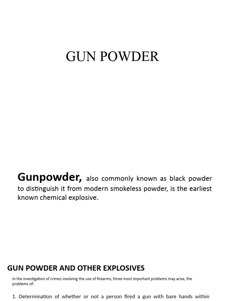 Gunpowder: Types and Residue Testing | PDF | Gunpowder | Applied And ...