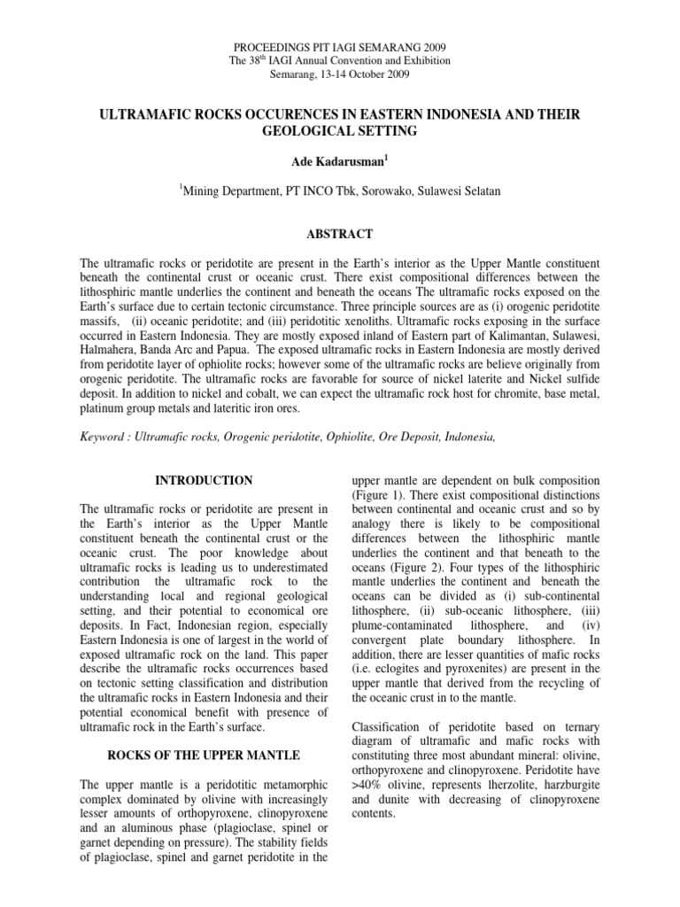 Kadarusman, Ultramafic Rocks Occurences in Eastern Indonesia and Their ...