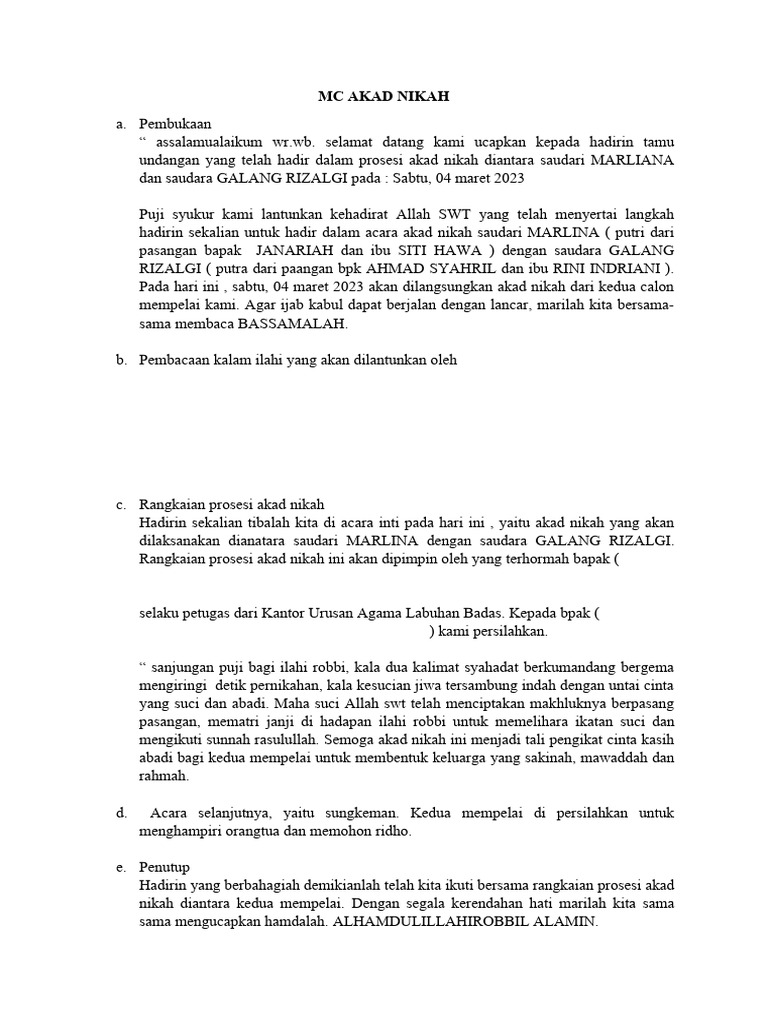 MC Akad Nikah | PDF | Agama & Spiritualitas