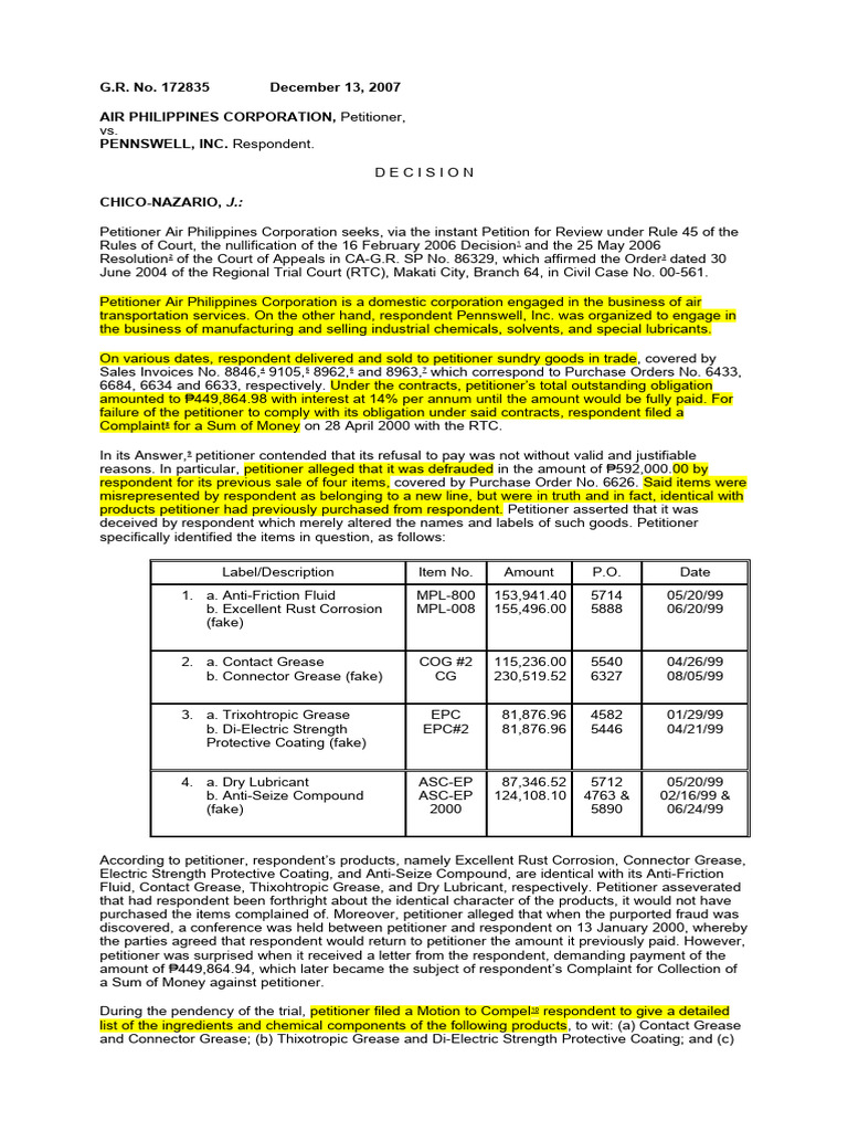 Air Philippines v. Pennswell | PDF | Trade Secret | Discovery (Law)