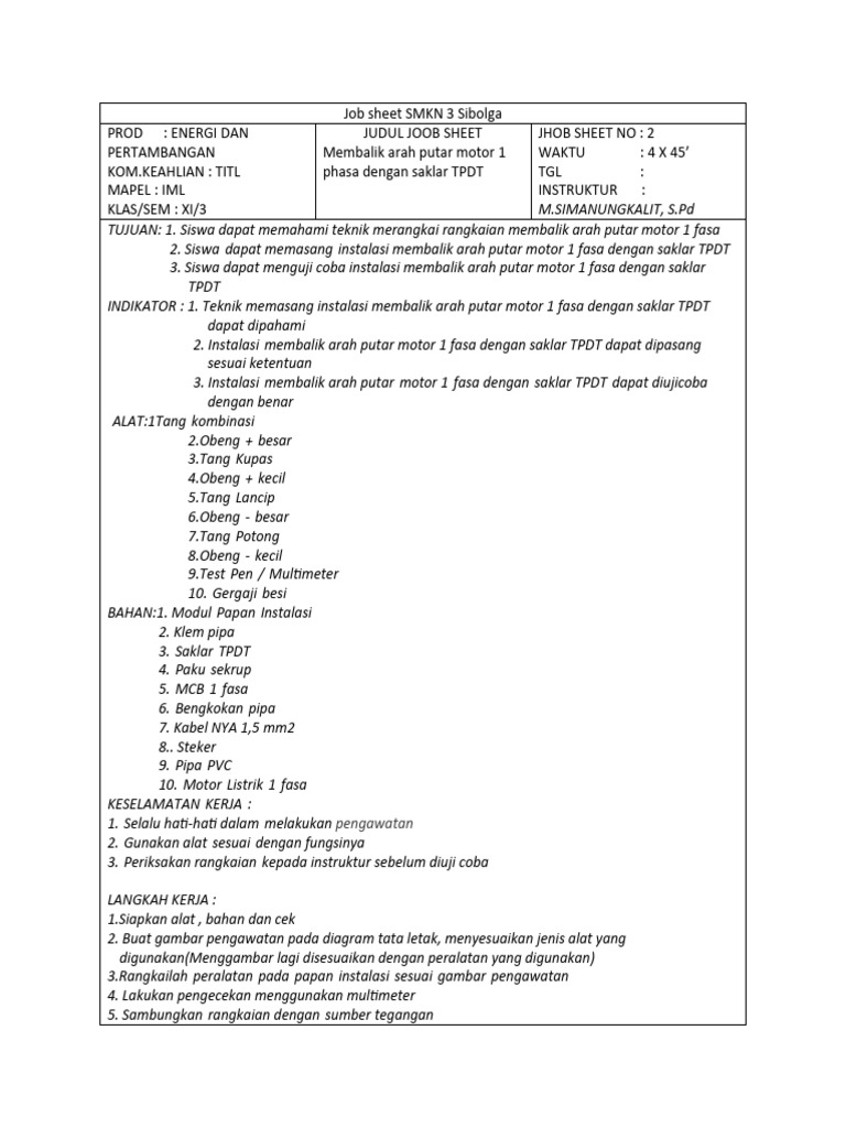 Job Sheet 2 IML Kls XI | PDF