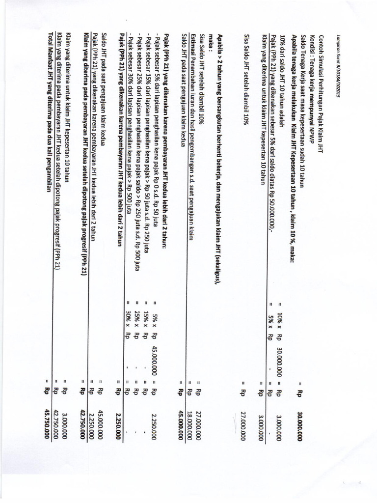 Simulasi Perhitungan Pajak Progresif JHT | PDF
