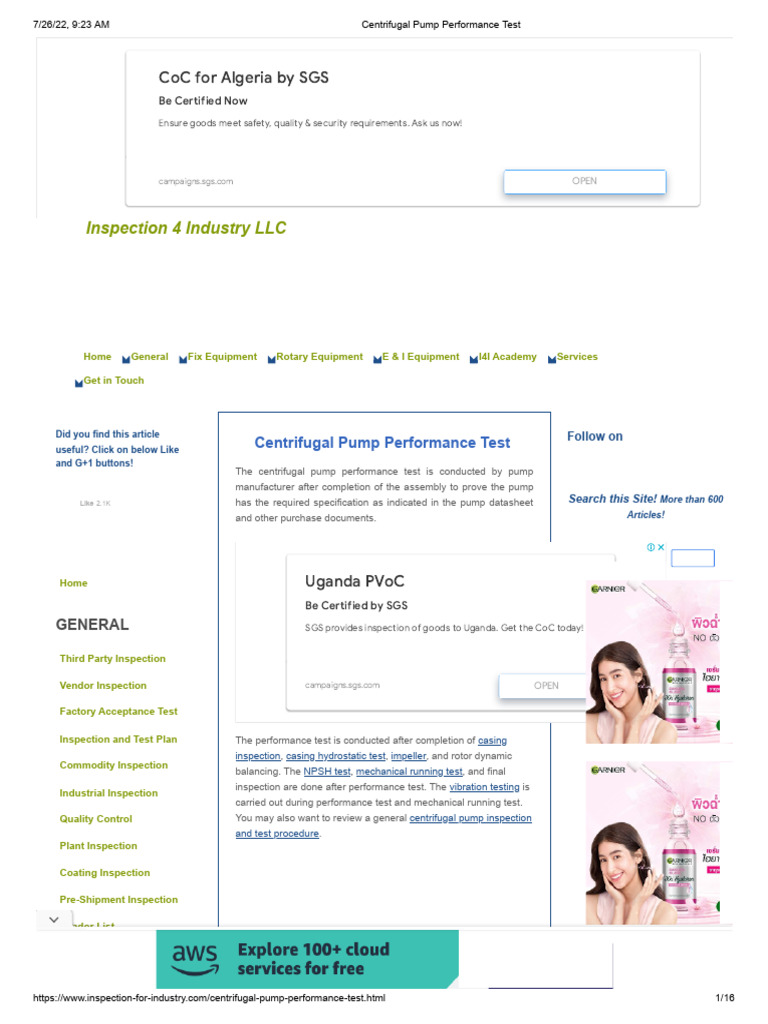 Centrifugal Pump Performance Test | PDF | Pump | Mechanical Engineering