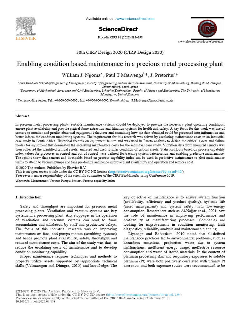 Enabling Condition Based Maintenance in A Precious HI&ANSI | PDF ... Enabling Condition Based Maintenance in A Precious HI&ANSI | PDF ...