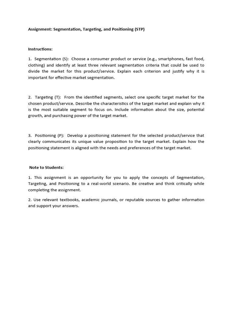 STP Assignment | PDF