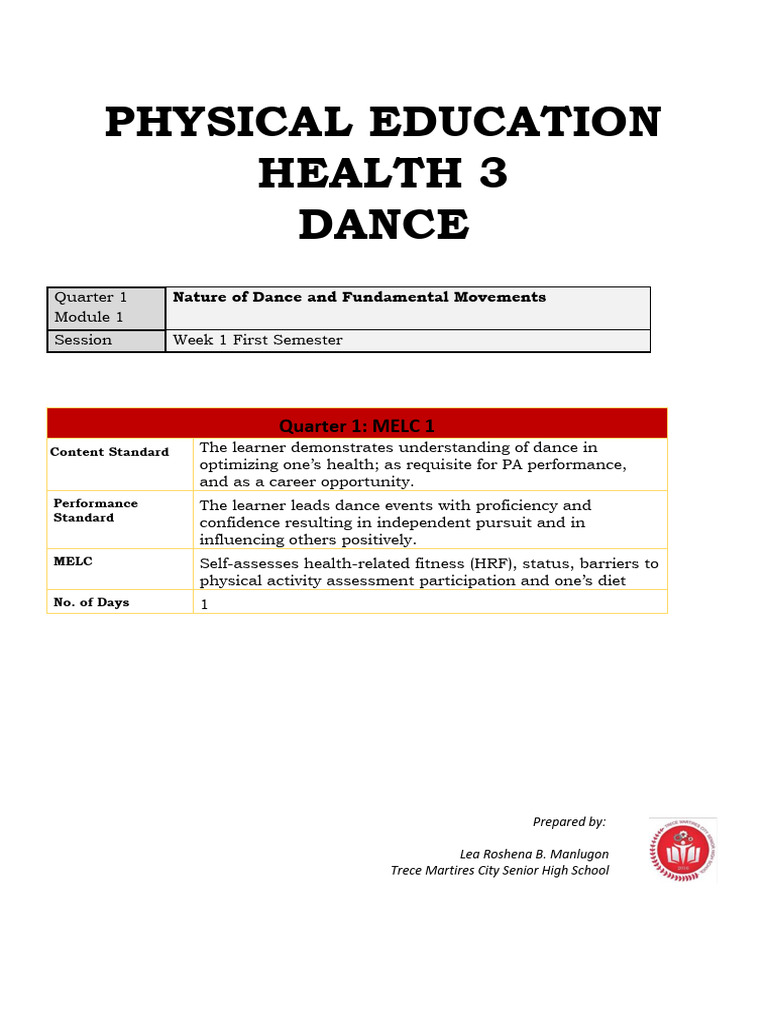 PEH-3 MDL 1st-Quarter | PDF | Dances | Cheerleading