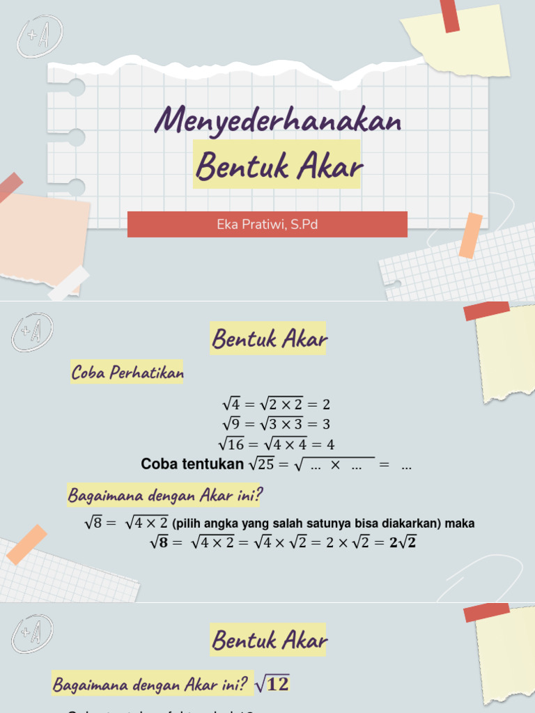 BENTUK AKAR DAN MERASIONALKAN Kelas X | PDF