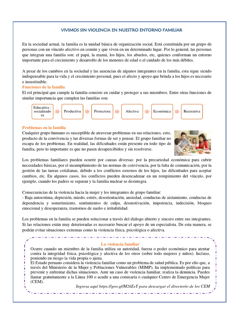 Ficha Semana 3 Eda 4 DPCC 1° | PDF | Familia | Violencia doméstica