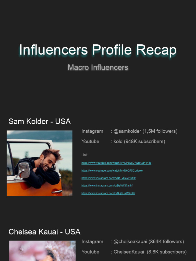 Influencers Profile Recap | PDF | Internet | Information Age