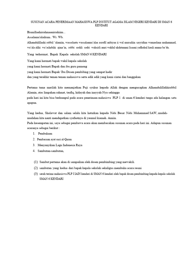 PDF Susunan Acara Penerjunan PPL Di Upt - Compress | PDF