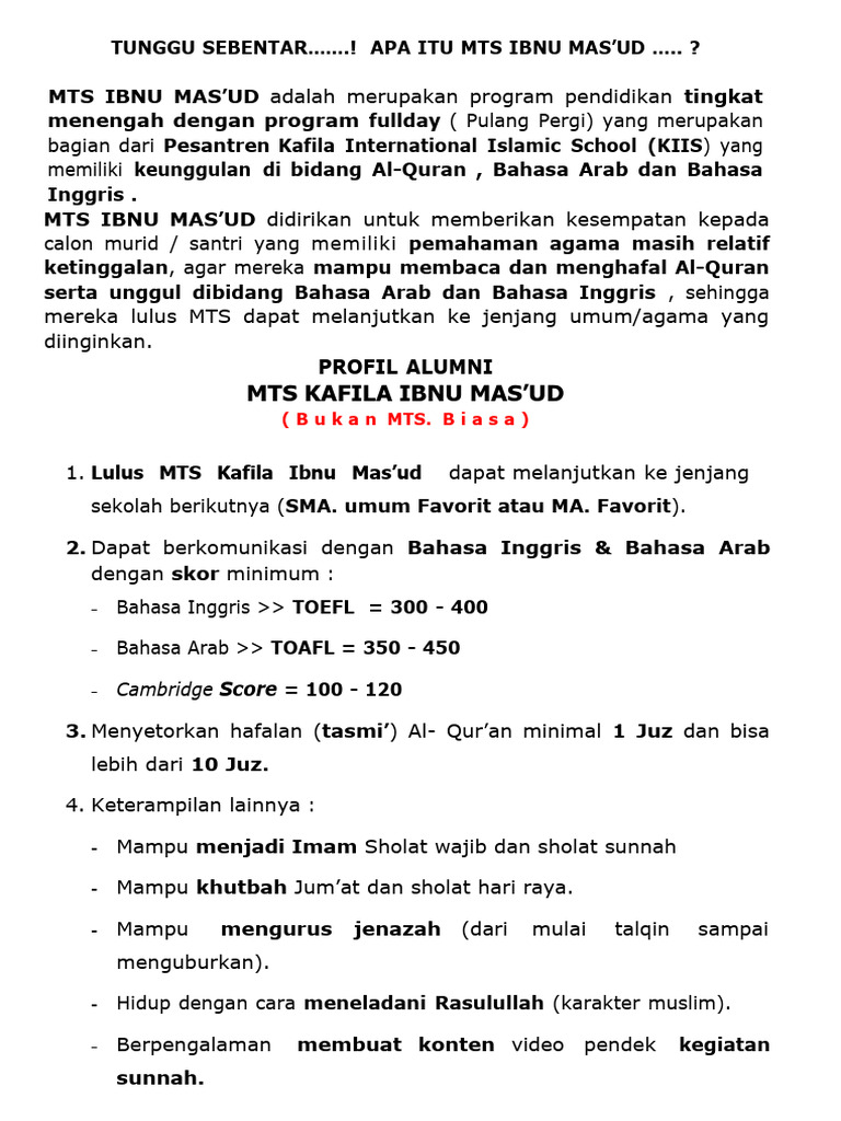 PROFIL ALUMNI MTS IBNU MAS'UD (update 26072023) | PDF