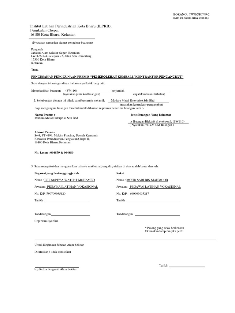 Borang TWG - Edit | PDF