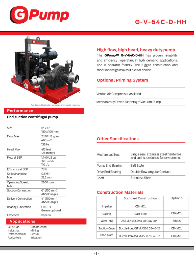 G V 64C D HH - Cutsheet | PDF | Pump | Manufactured Goods