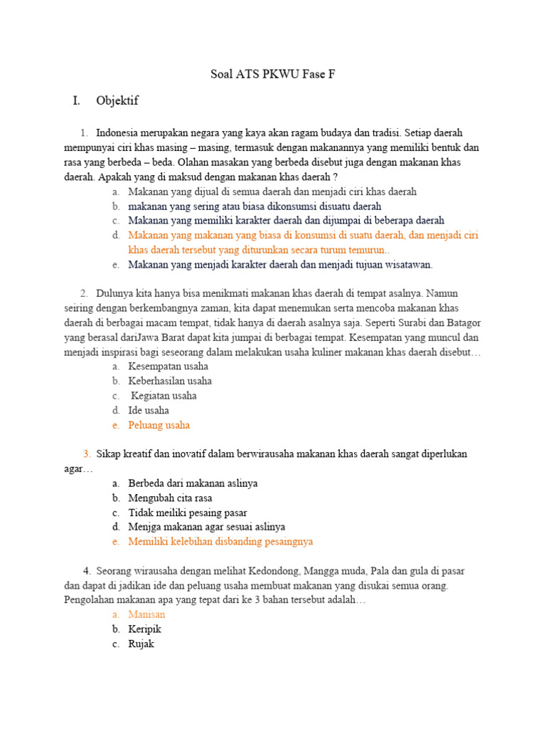 Soal PTS Pkwu Fase F Ta 2324 Oke | PDF