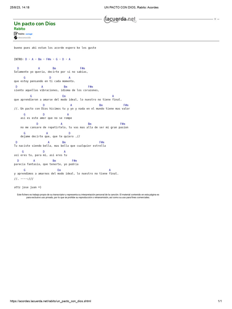 Un Pacto Con Dios, Acordes | PDF