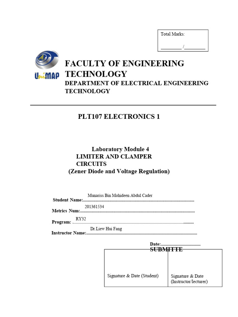 Zener Diode Voltage Regulation Lab | PDF | Diode | Electrical Network