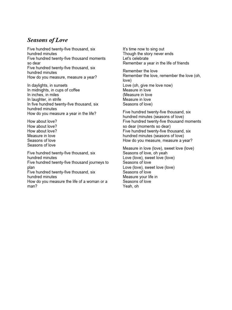 Seasons of Love | PDF