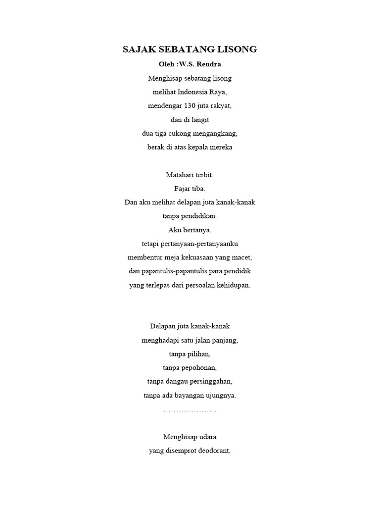 Sajak Sebatang Lisong | PDF