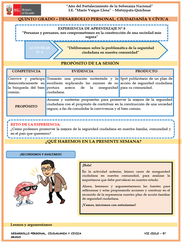 Ficha - DPCC 5° | Descargar gratis PDF | Perú