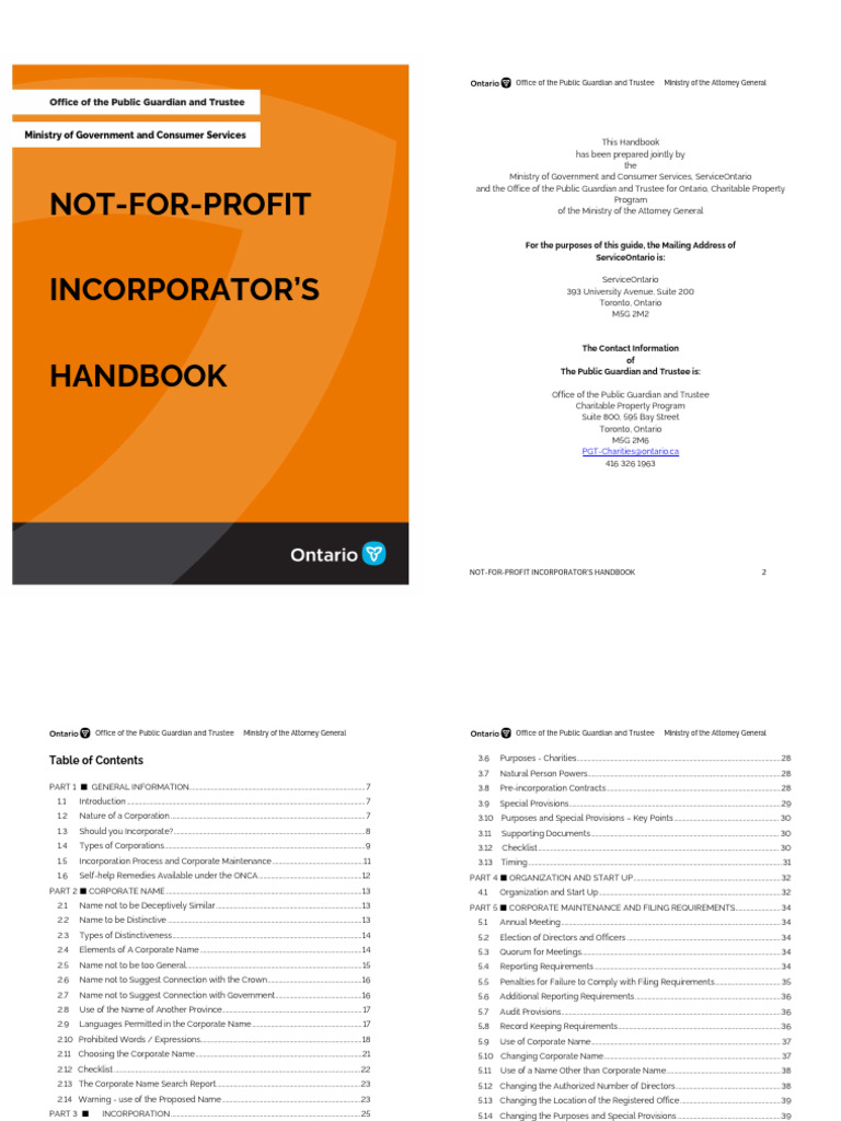 Not-for-Profit Incorporator's Handbook | PDF | Charitable Organization ...