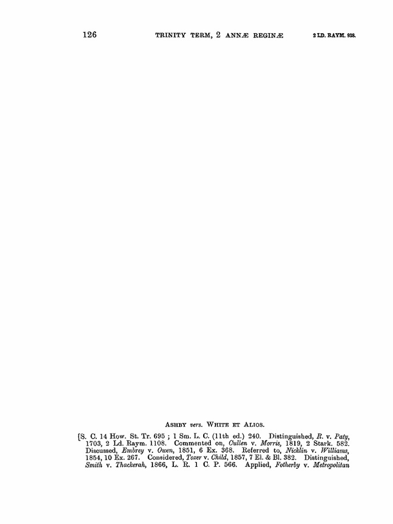 Ashby v. White Case Overview | PDF | Law | History