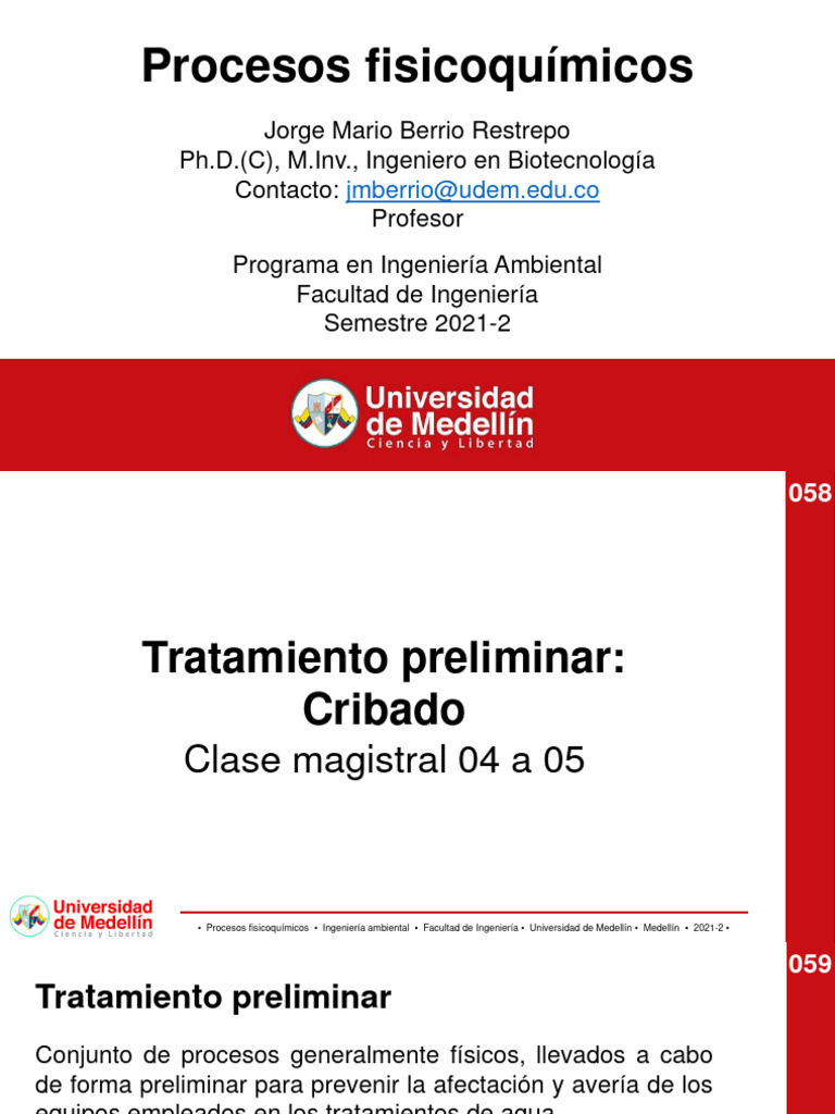 Cribado en Tratamiento de Aguas Residuales | PDF | Agua | Ingeniería ...